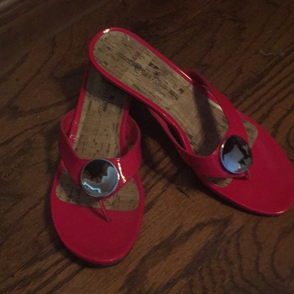 Shoes | Ladies Red Slip On Sandals | Poshmark